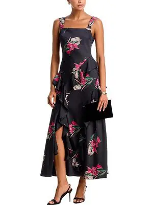 Aqua Iris Ruffle Sleeveless Maxi Dress Exclusive - Black Multi