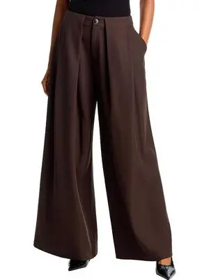 Aqua Pleated Wide Leg Pants Exclusive - Brown