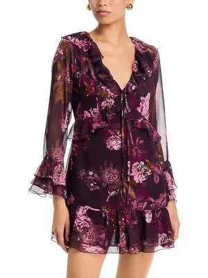 Aqua Ruffled V Neck Mini Dress Exclusive - Multi