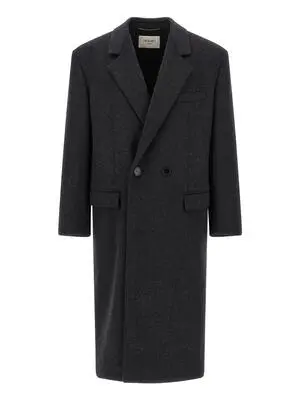 Saint Laurent Double-face Combed Wool Coat - Gray