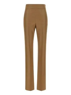 Valentino Garavani Textured Silk Wool Pants - Beige