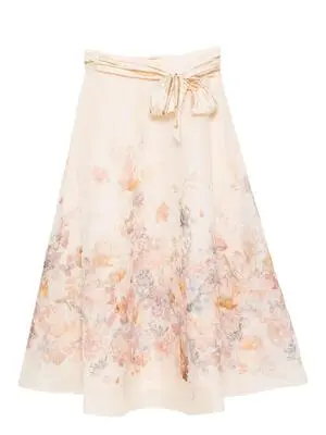 Zimmermann Ascent Linen And Silk Midi Skirt - Multicolor