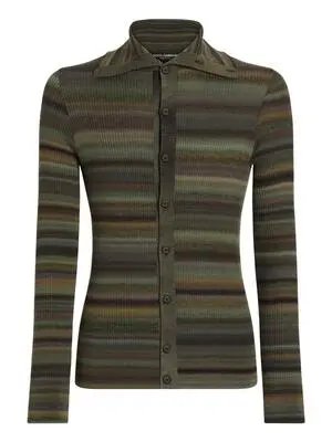 Dolce & Gabbana Ribbed Wool Cardigan - Grey