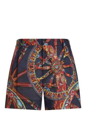 Dolce & Gabbana Carretto-print Linen Bermuda - Multicolor