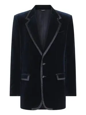 Dolce & Gabbana Sicilia Single-breasted Tuxedo Jacket In Velvet - Blue