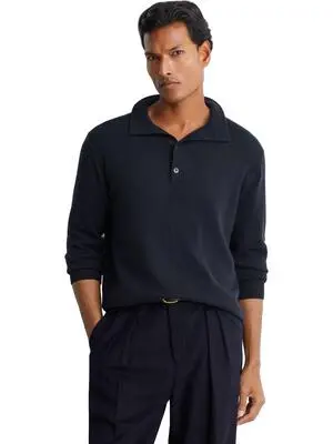 REISS Prince 100% Cashmere Funnel-neck Jumper Navy