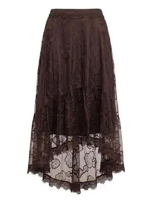 TANTRA SPAIN SL Lace Skirt With Ruffle Hem And Elastic Waistband - Brown