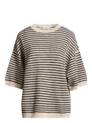 Brunello Cucinelli Woman Sweater Grey Size M Linen, Polyester, Metallic Fiber, Polyamide Grey