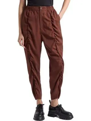 Undercover Ruched Wool Narrow Leg Pants - Brown