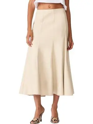 Steve Madden Luciara Faux Leather Midi Skirt - Bone