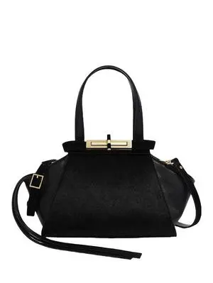 KENNETH COLE Crosby Small Leather & Haircalf Satchel Black