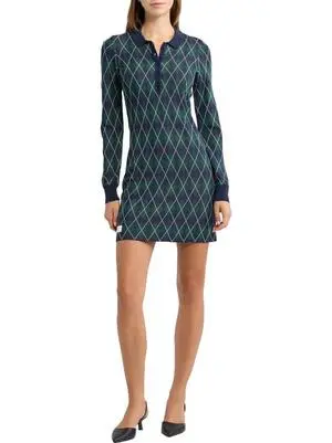 ROWING BLAZERS Argyle Long Sleeve Minidress - Navy
