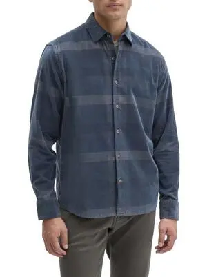 Robert Barakett Daban Long Sleeve Stretch Cotton Button Up Shirt - Navy