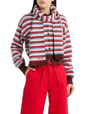 FRNCH Shibuya Striped Cardigan - Rouge