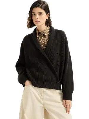 Brunello Cucinelli Cashmere English Rib Cardigan - Coffee