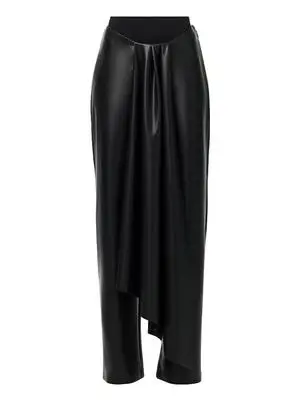Naked Wardrobe Drape Faux Leather Wide Leg Pants - Black