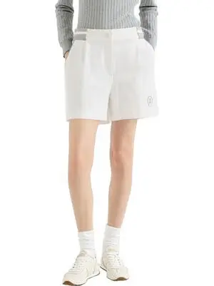 Brunello Cucinelli Stretch Cotton Lightweight French Terry Active Shorts With Logo - White