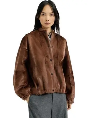 BRUNELLO CUCINELLI Cashmere Shearling Bomber Jacket With Monili