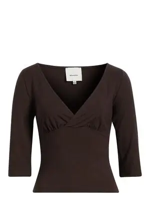 REFORMATION Aylani Surplice Neck Knit Top - Mole