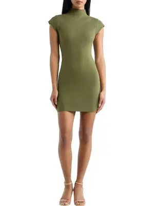 Line & Dot Rumi Mock Neck Knit Minidress - Olive