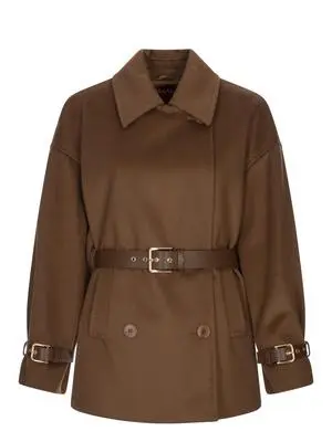 Max Mara Double-breasted Belted Waist Coat - Brown