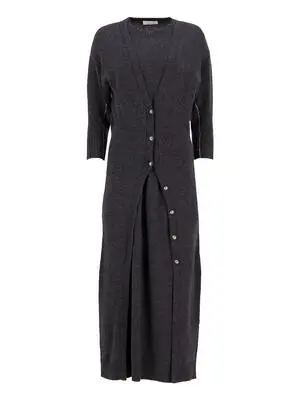 Rabanne Layered Knitted Midi Dress - Grey