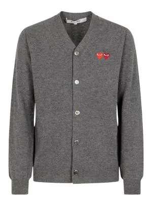Play Comme Des Garcon Comme Des Garçons Play Heart-Patch Knitted Cardigan No