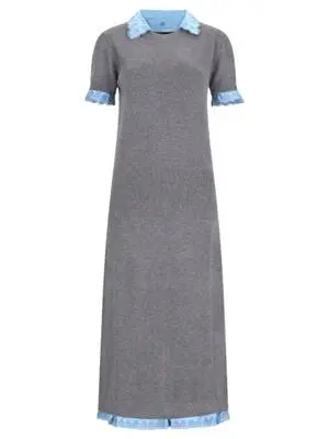 Rabanne Embroidered Satin-panelled Midi Dress - Gray