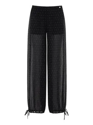 Liu Jo Strass Sheer Drawstring Pants - Black