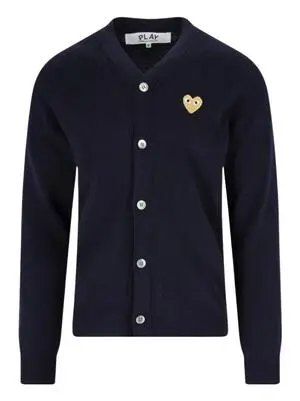 Play Comme Des Garcon Comme Des Garçons Play Logo Patch Knitted Cardigan - No