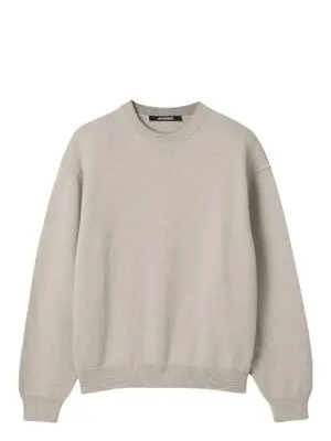 Jacquemus Logo Crew Neck Knitted Sweater - Beige