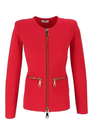 Elisabetta Franchi Knit Zip Cardigan - Red