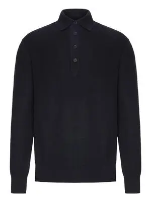 Zegna Oasi Cashmere Polo Shirt - Black Solid