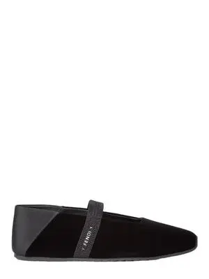 Fendi Academia Velvet Ballet Flats - Black