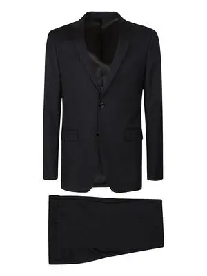 LARDINI Single Breasted Long Sleeved Suit - Black