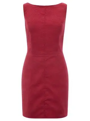 Elisabetta Franchi Taffeta Mini Dress With Fish Scale Pattern Red
