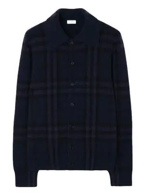 Burberry Craig Checked Cardigan - Navy