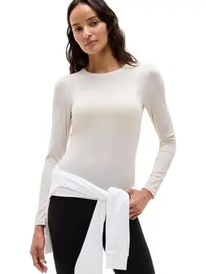 Athleta Bodymove Crew Neck Long Sleeve Top - Bone