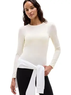 Athleta Bodymove Crew Neck Long Sleeve Top Bone
