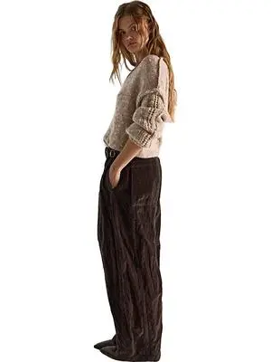 Free People Augusta Velvet Trousers - Brown