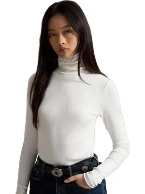 Ralph Lauren Stretch-cotton Ribbed Turtleneck - White