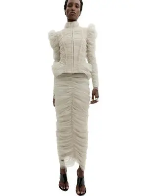 DE LA VALI Thalassa Gathered Tulle Maxi Skirt - Neutral