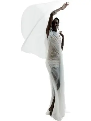 DE LA VALI Sapphire Tulle Maxi Dress - Ivory