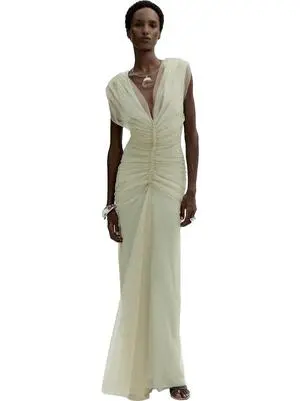 DE LA VALI Maevira Tulle Maxi Dress - Neutral