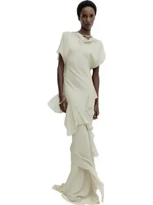 DE LA VALI Cassara Ruffled Maxi Dress - Neutral