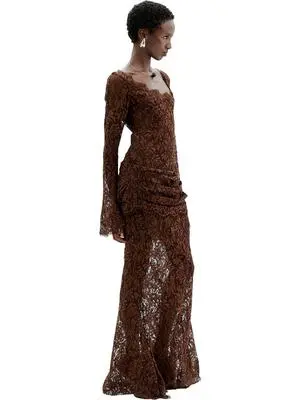 DE LA VALI Thulite Cotton-blend Maxi Dress - Brown