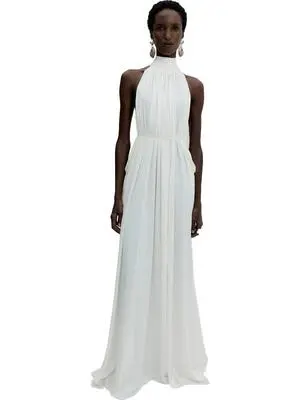 DE LA VALI Luminara High-neck Maxi Dress - Ivory