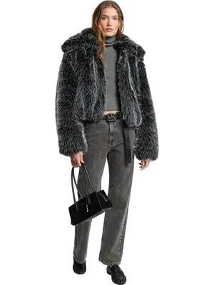 Michael Kors Faux Fur Blouson Jacket In Size By - Black