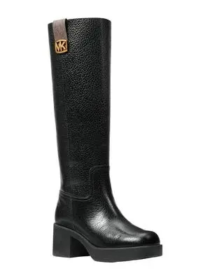 Michael Kors Bryant Leather Platform Boot In Size By - Black