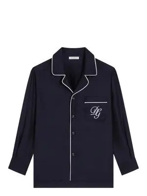 Dolce & Gabbana Logo-embroidered Piped Shirt - Blue